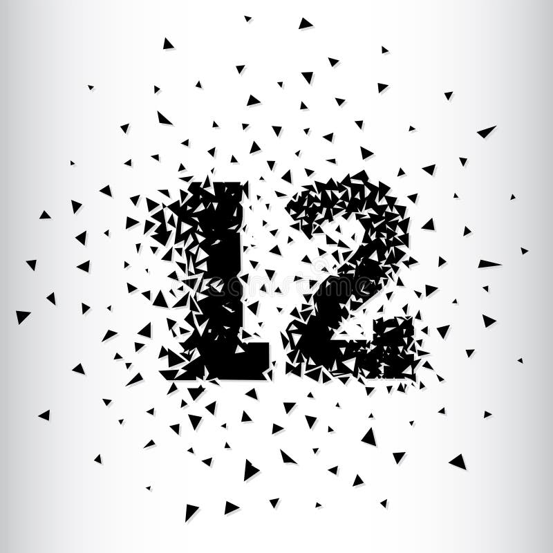Broken Numbers 12. Explosion Effects. Vector and Illustration. Stock ...