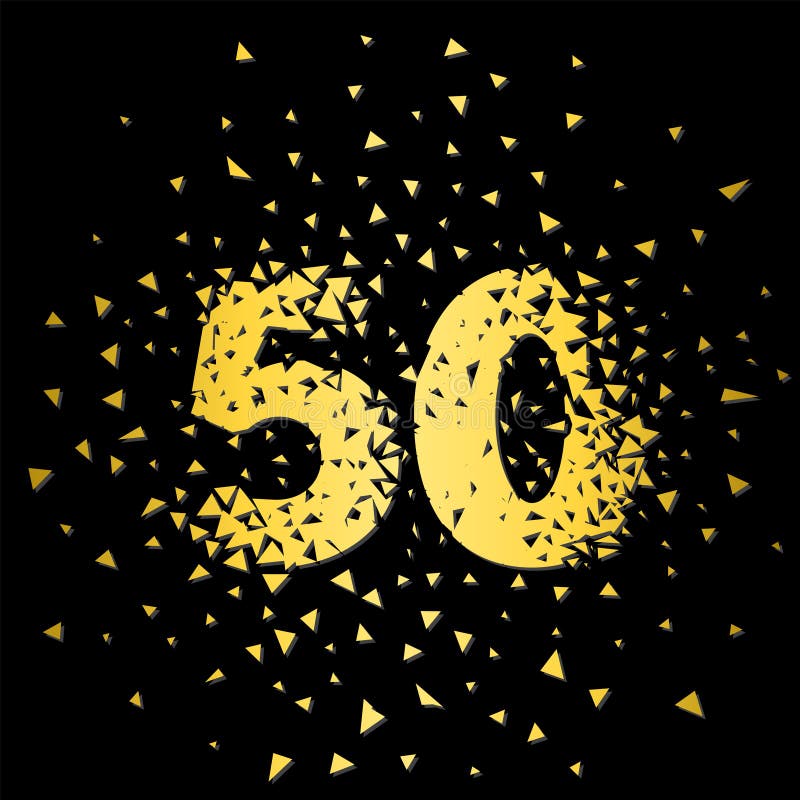 Broken Numbers 50. Explosion Effects. Vector and Illustration. Stock ...