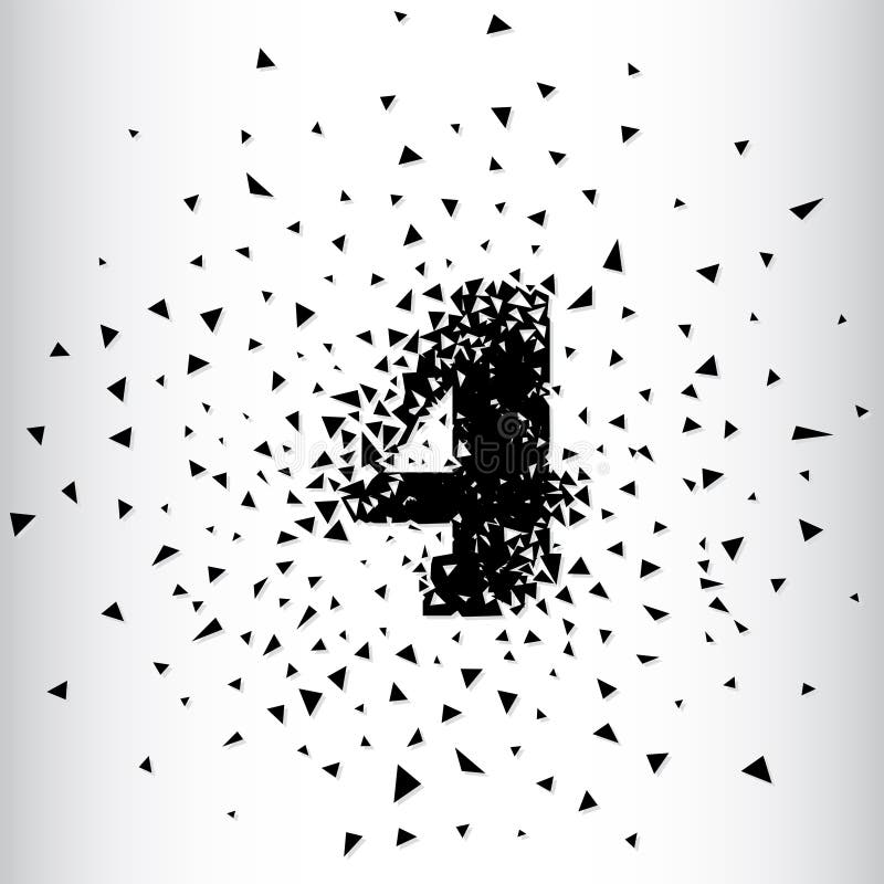 Broken Numbers 4. Explosion Effects. Vector and Illustration. Stock ...