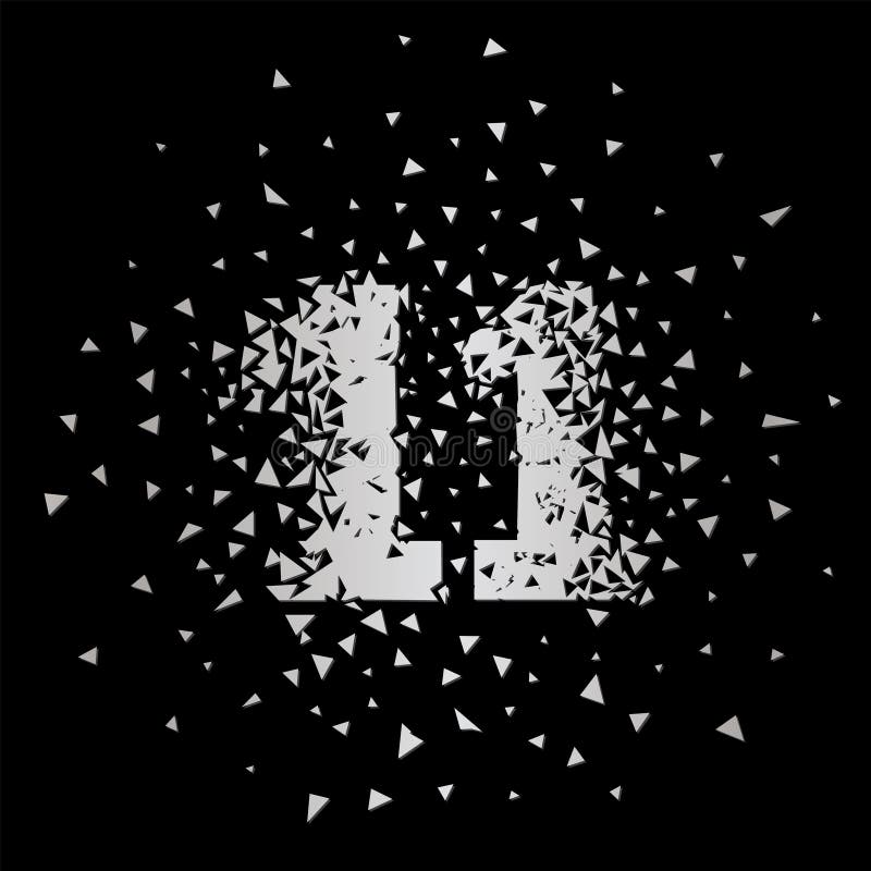 Broken Numbers 11. Explosion Effects. Vector and Illustration. Stock ...