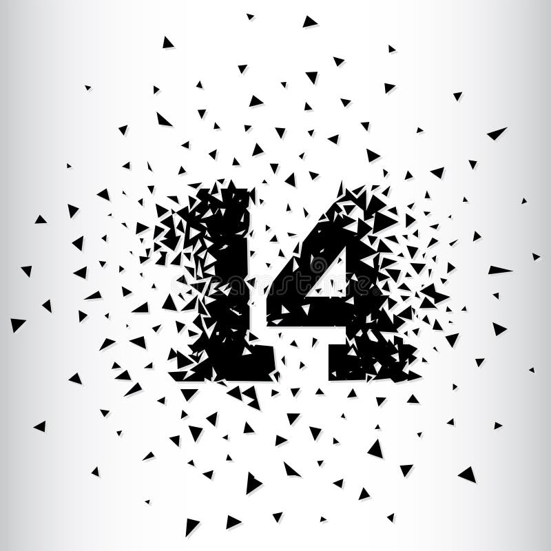 Broken Numbers 14. Explosion Effects. Vector and Illustration. Stock ...