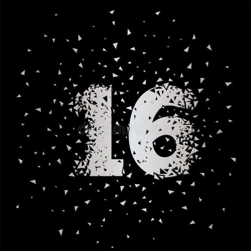 Broken Numbers 16. Explosion Effects. Vector and Illustration. Stock ...