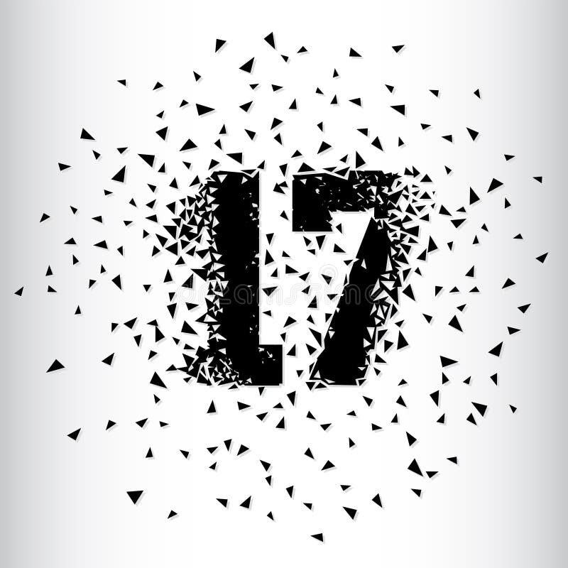 Broken Numbers 17. Explosion Effects. Vector and Illustration. Stock ...