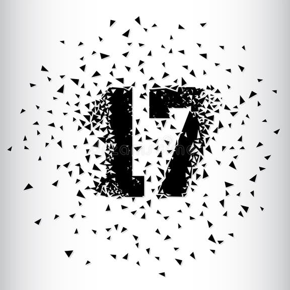 Broken Numbers 17. Explosion Effects. Vector and Illustration. Stock ...