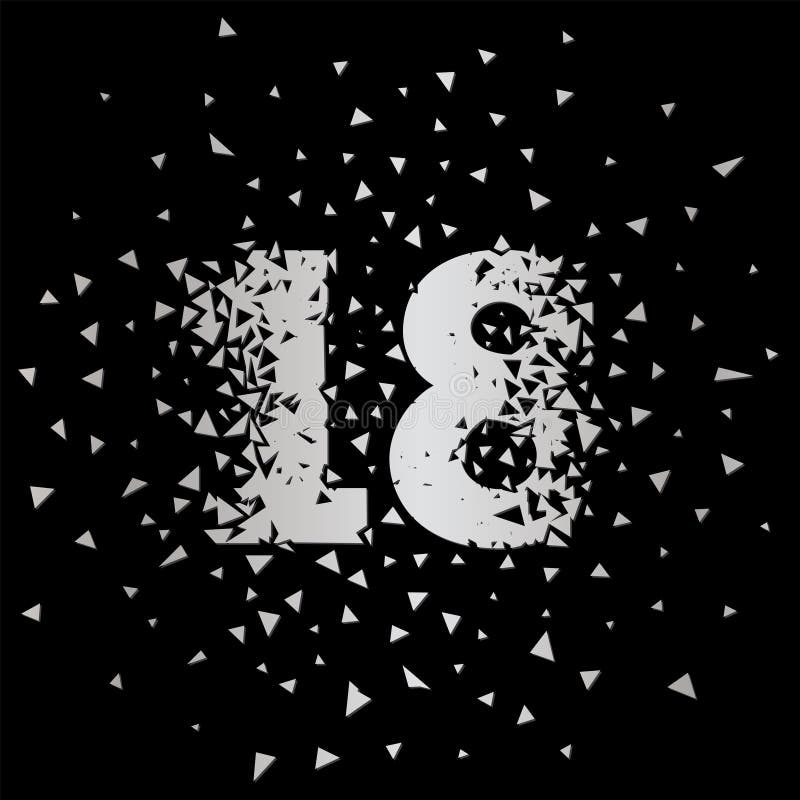 Broken Numbers 18. Explosion Effects. Vector and Illustration. Stock ...