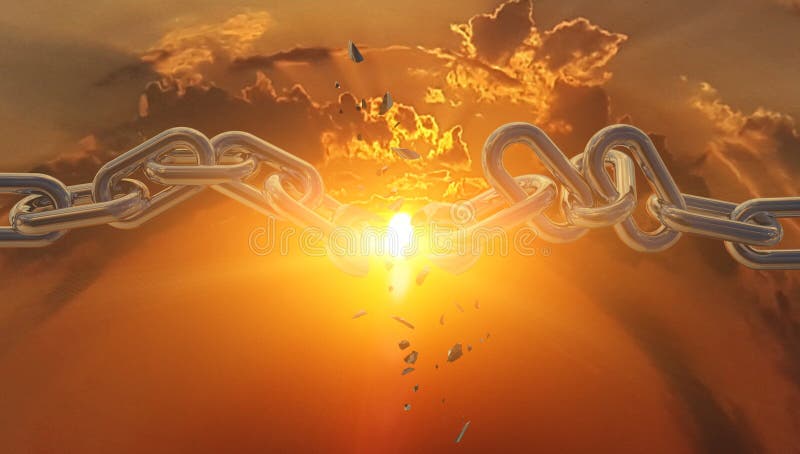 Broken Off Part in a Chain Sky Sunset Sun Stock Image - Image of differ ...