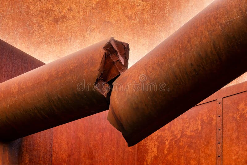 Broken Off Rust-coloured Concrete Column on a Facade Stock Photo ...