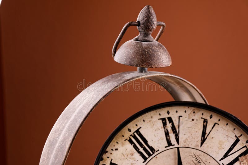 Broken Old Analog Clock with Glass and Metal Frame on Wooden Table ...