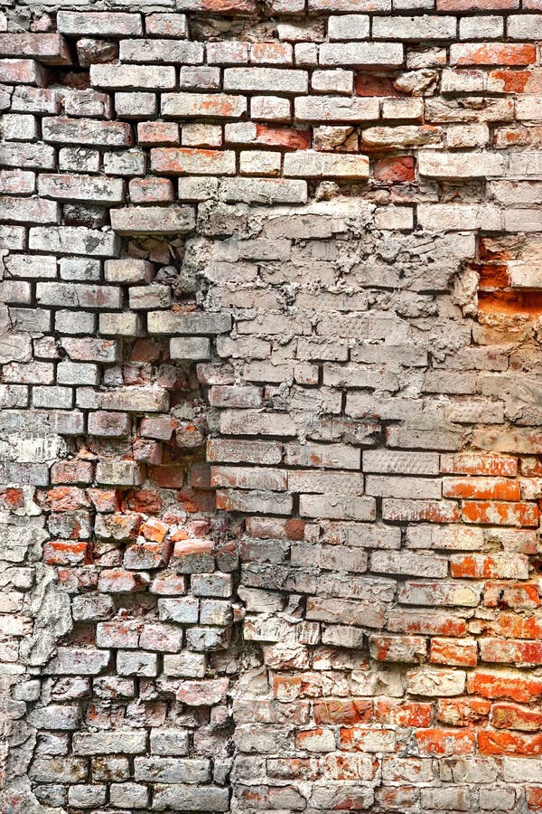 Old Broken Damaged Plastered Painted White Brick Wall Background Stock ...