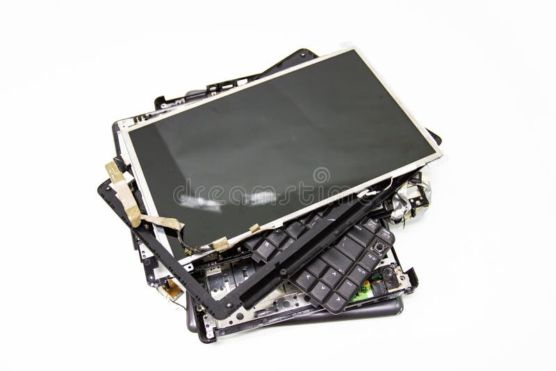 A Broken Old Computer Laptop and Notebook Crash Stock Photo - Image of ...