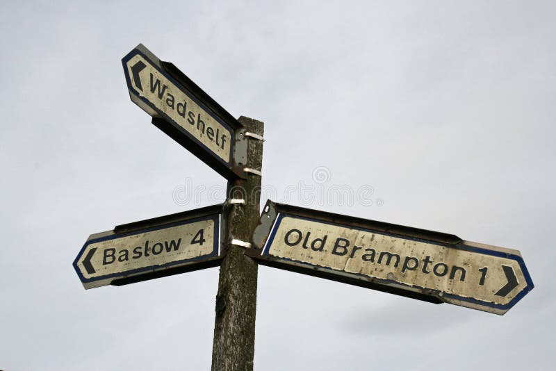 Broken Old Road Sign in Derbyshire Stock Image - Image of brampton ...