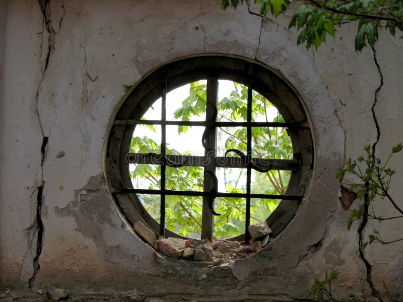Broken Old Round Window in an Abandoned Temple Stock Image - Image of ...