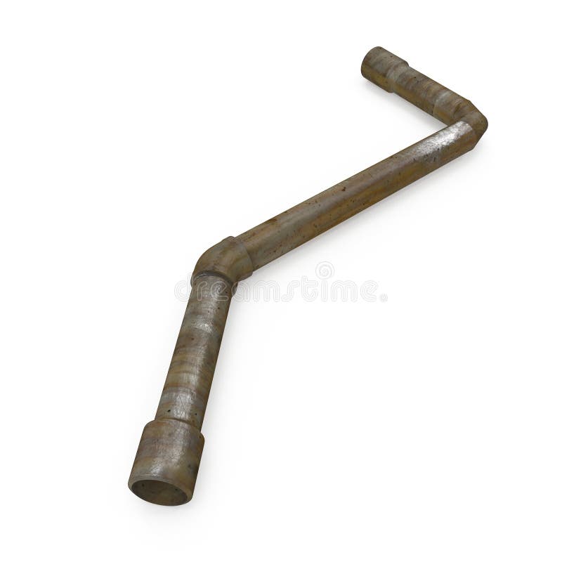 Broken Old Rusty Steel Pipe on White. 3D Illustration Stock ...