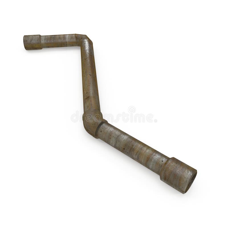 Broken Old Rusty Steel Pipe on White. 3D Illustration Stock ...