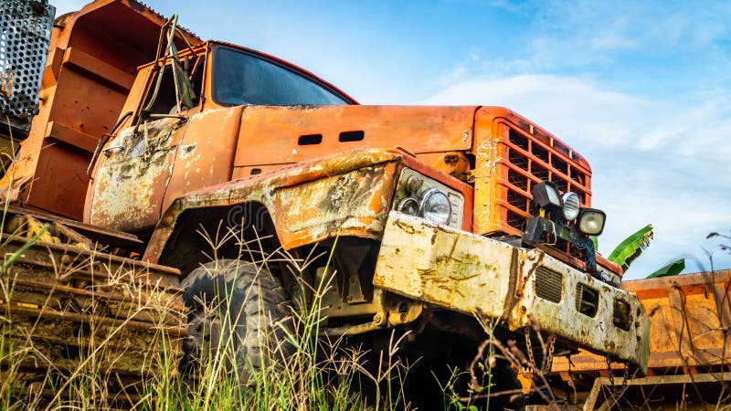 Broken old rusty truck stock image. Image of mechanical - 231593259