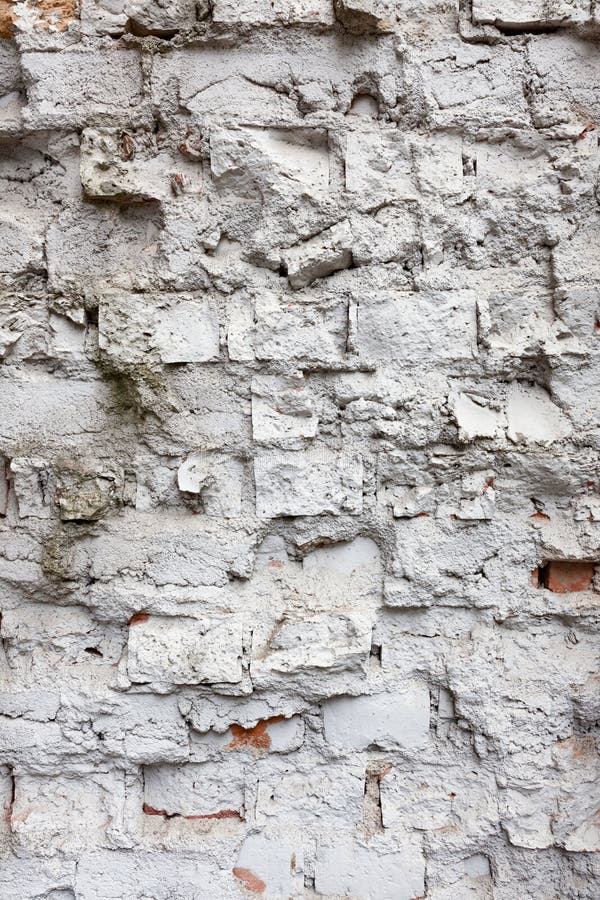 Broken Old White Brick Wall Stock Photo - Image of broken, structure ...