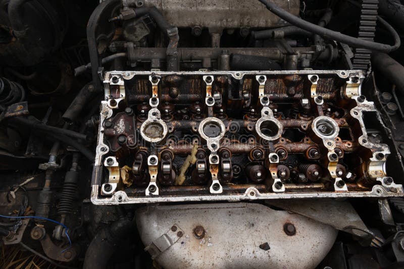 Broken Open Cracked Car Auto Engine, Damaged Bare Detail Stock Photo ...