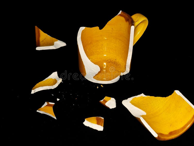 Broken Orange Coffe Cup stock photo. Image of damage - 243101896