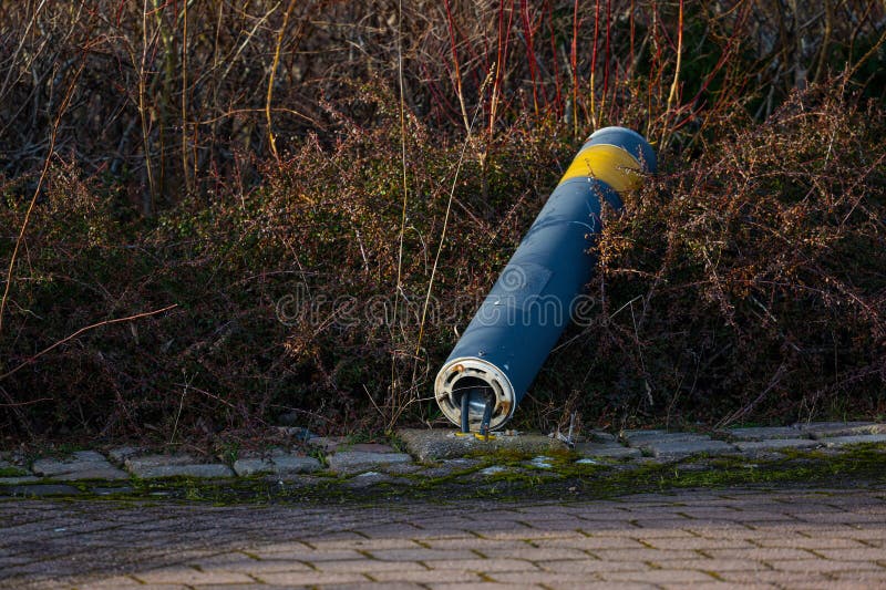 Broken Outdoor Lamp Post in a Bush.. Stock Photo - Image of garden ...