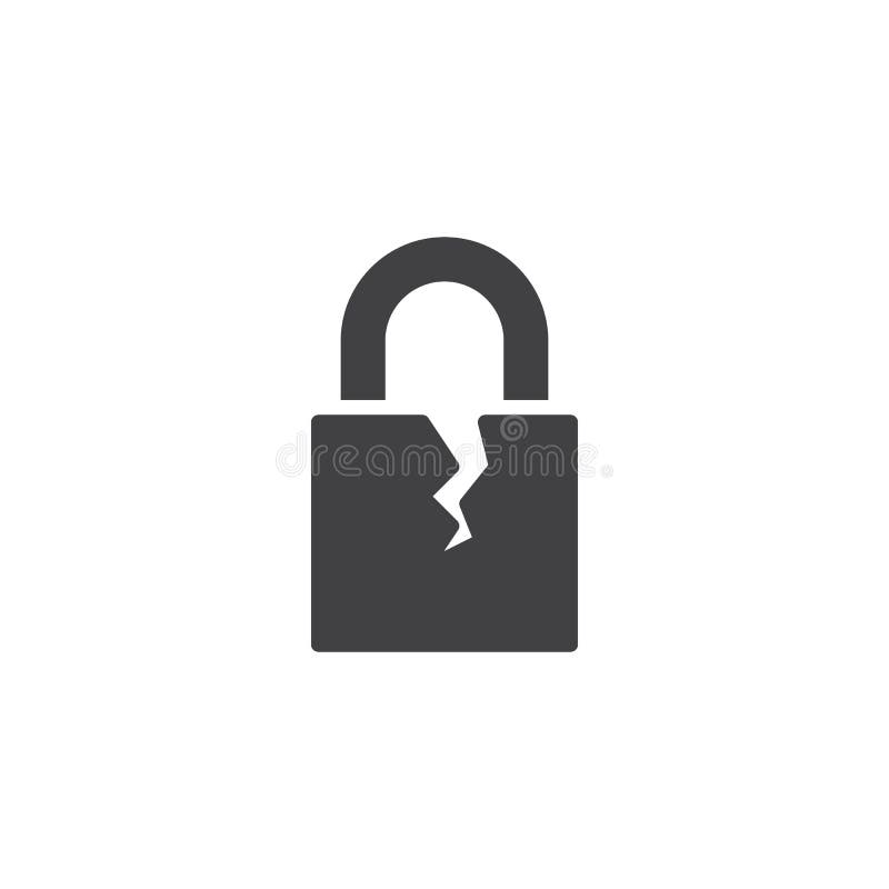 Broken padlock vector icon stock vector. Illustration of broken - 132999515
