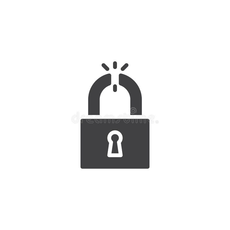 Broken Padlock Vector Icon Symbol Isolated on White Background Stock ...