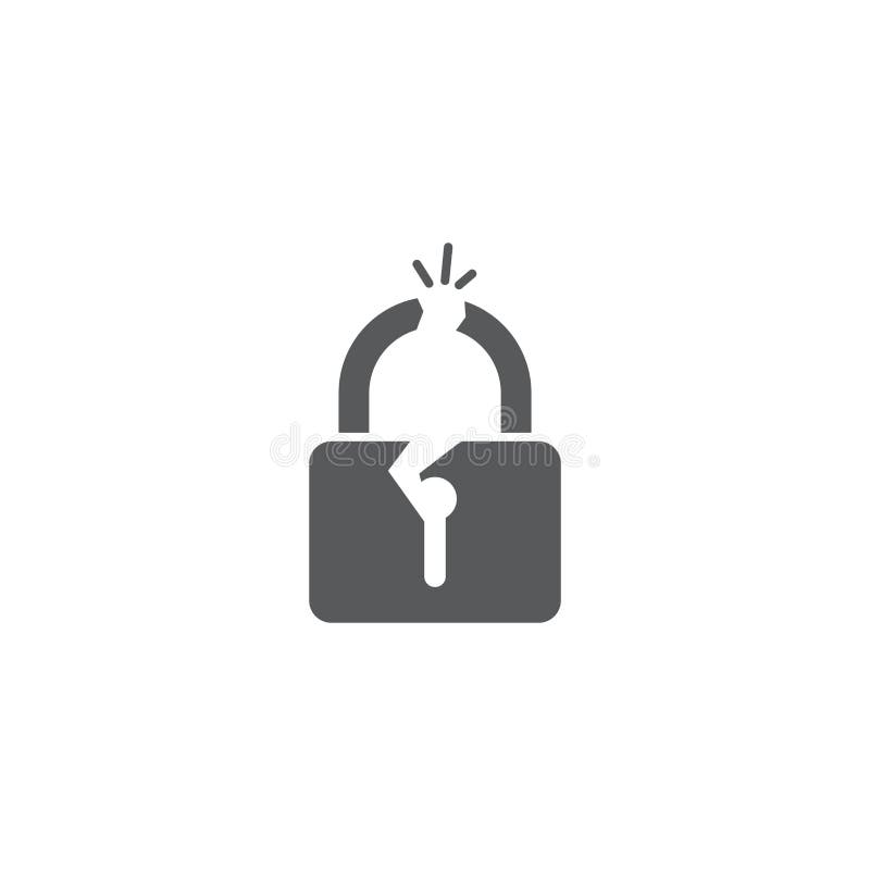 Broken Padlock Vector Icon Symbol Isolated on White Background Stock ...
