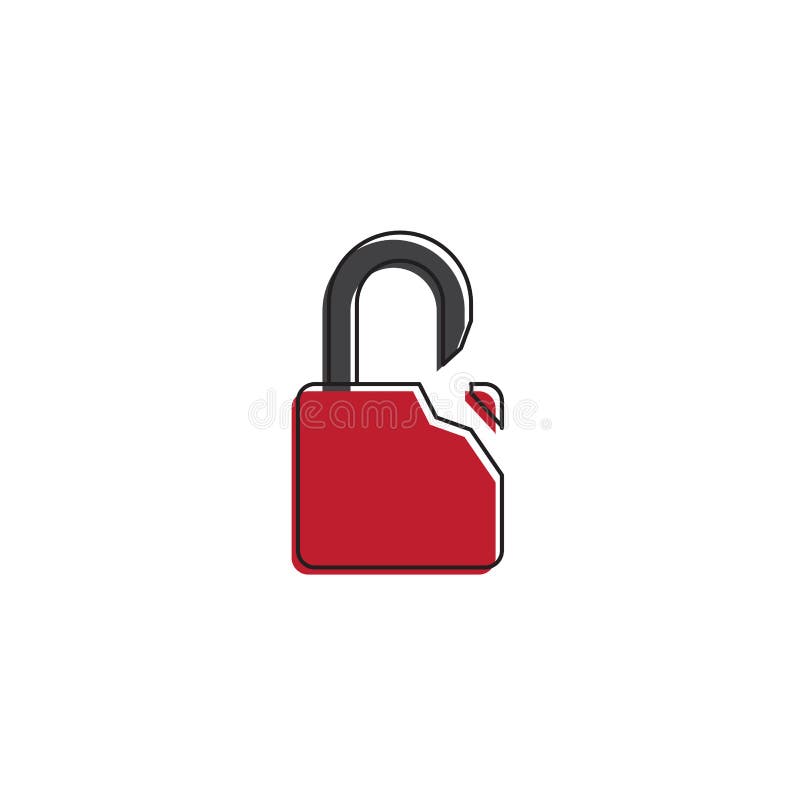 Broken Padlock Vector Icon Symbol Isolated on White Background Stock ...