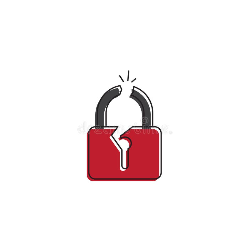 Broken Padlock Vector Icon Symbol Isolated on White Background Stock ...
