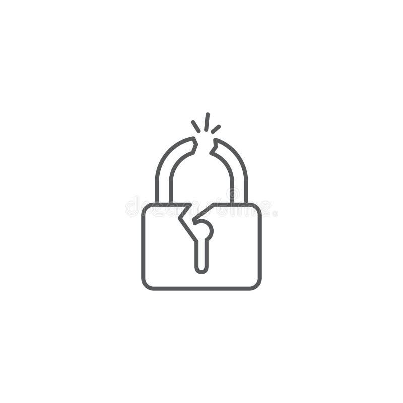 Broken Padlock Vector Icon Symbol Isolated on White Background Stock ...