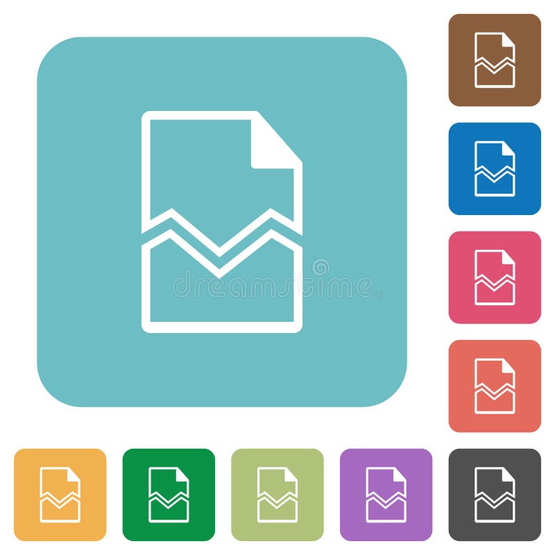 Broken Page Rounded Square Flat Icons Stock Vector - Illustration of ...