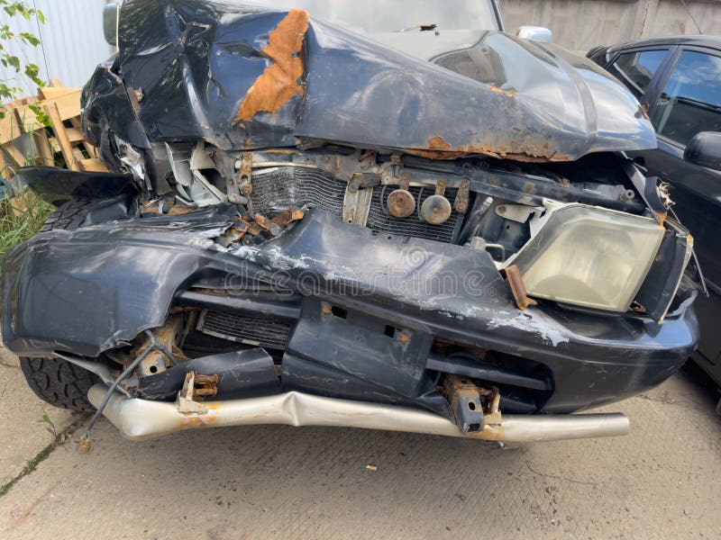 A Broken Passenger Car with Rust, Close-up, Standing Outside Stock ...