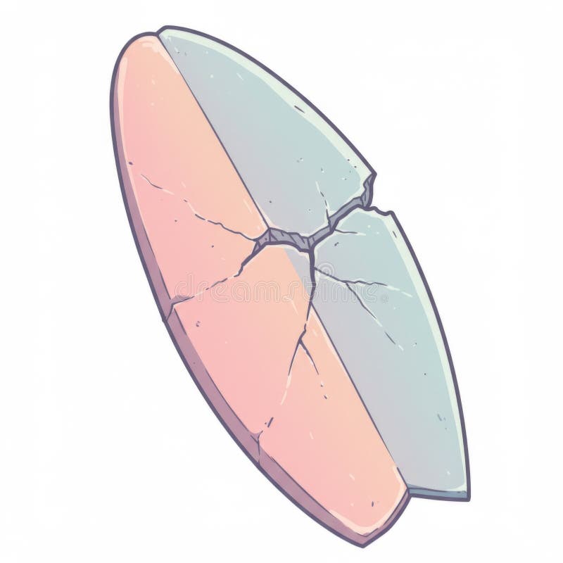Broken Pastel Surfboard Illustration Stock Illustration - Illustration ...