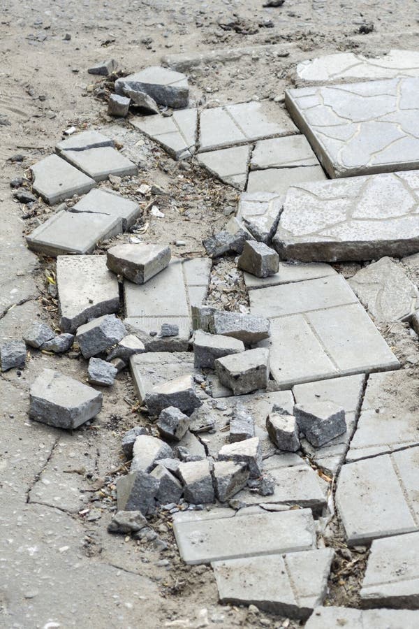 Cracked pavement slabs stock image. Image of damaged - 13471313