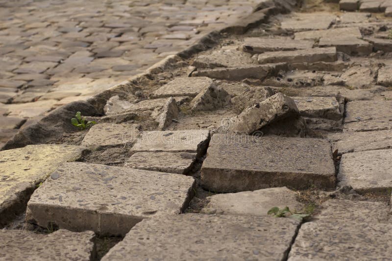 Broken paving slabs stock photo. Image of dirty, brick - 64821228