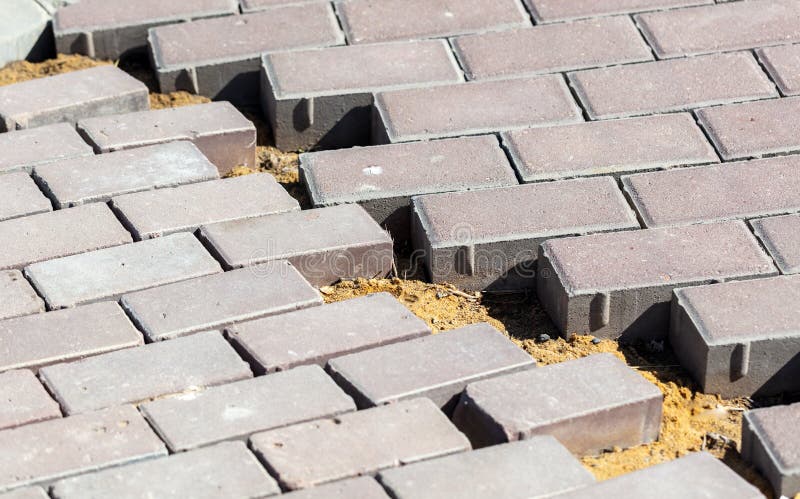 Broken Paving Stones on the Road in the Park Stock Image - Image of ...