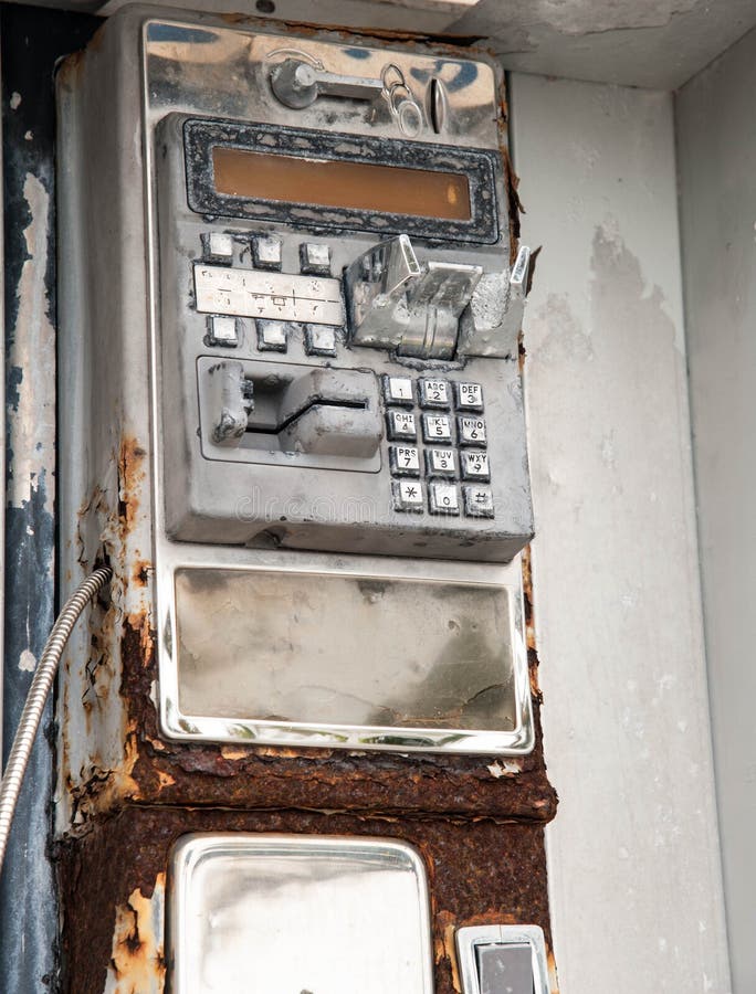 Broken pay phone stock image. Image of broken, coins - 55338093