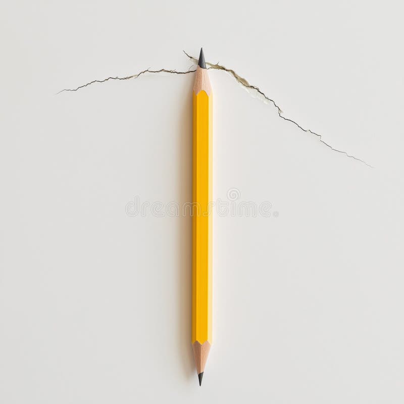 Broken Pencil Laid on White Surface with Visible Cracks Highlighting ...