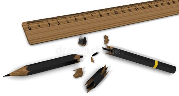 Broken pencil and ruler stock illustration. Illustration of people ...