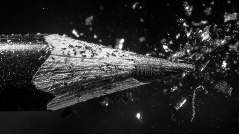 Broken Pencil Tip Captured Mid-shatter in Dramatic Black and White ...