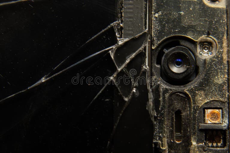 Broken Phone and Front Camera Macro Photo Stock Image - Image of phone ...