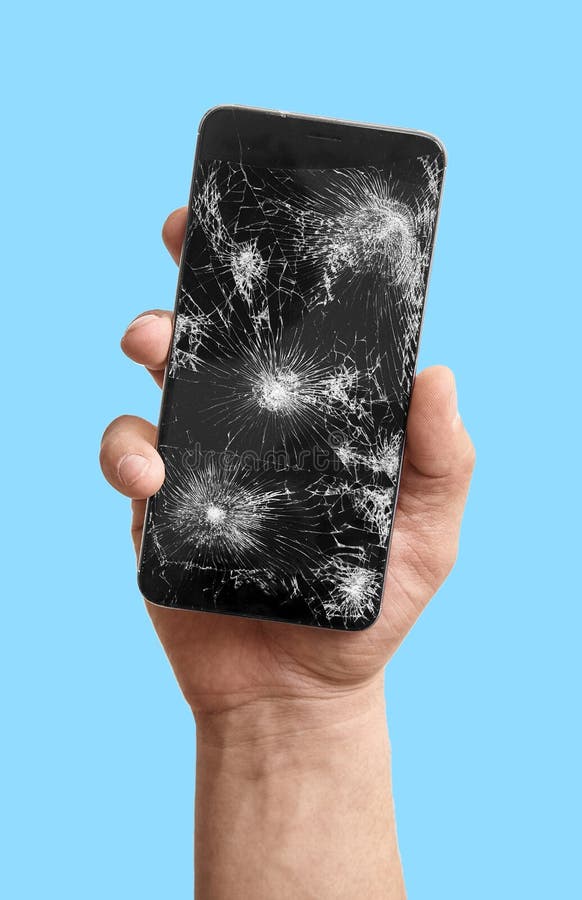 Broken phone in the hand stock image. Image of isolate - 173854925