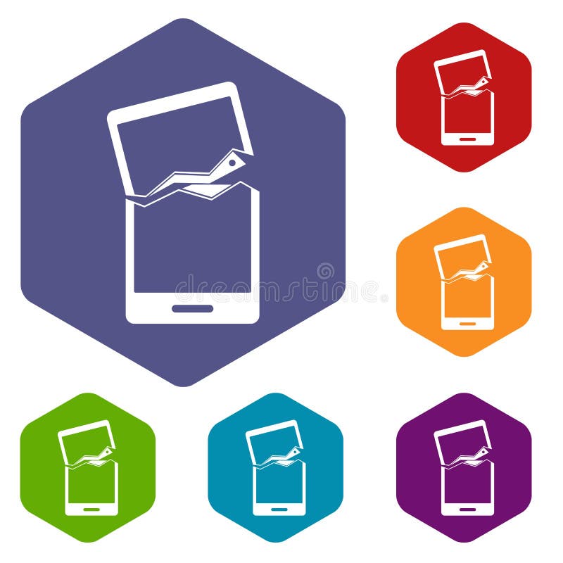 Broken Phone Icons Set Hexagon Stock Vector - Illustration of ...