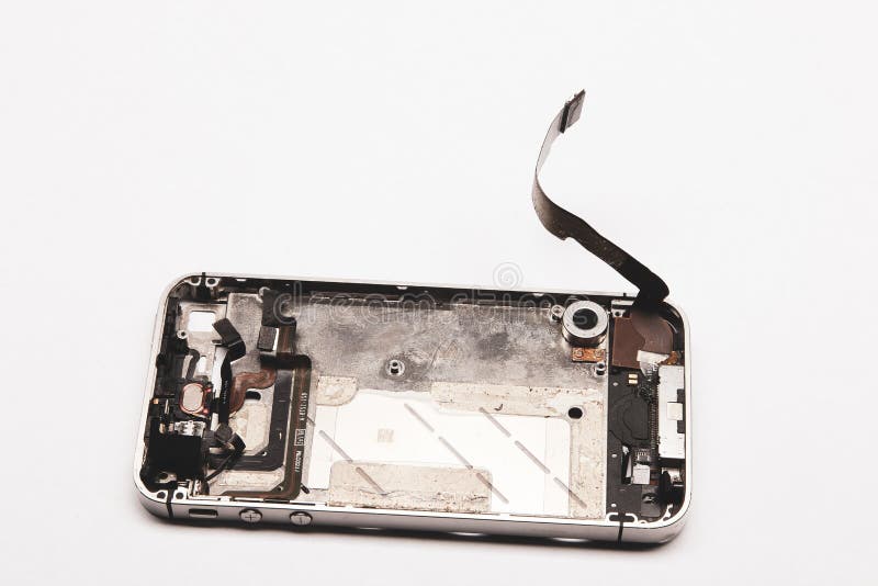 Broken Phone. Parts of Smartphone Components Isolate on White ...