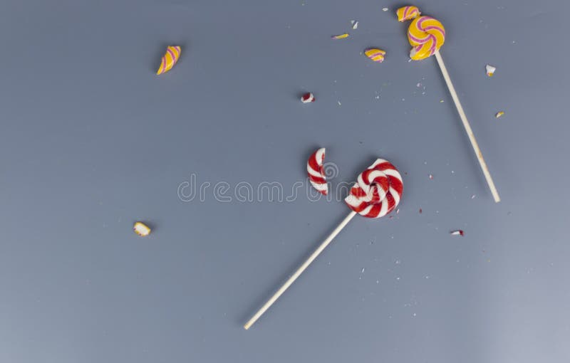 Broken in Pieces Candy on a Stick. Stock Image - Image of round ...