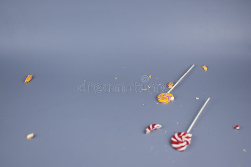 Broken in Pieces Candy on a Stick. Stock Image - Image of copy, flat ...