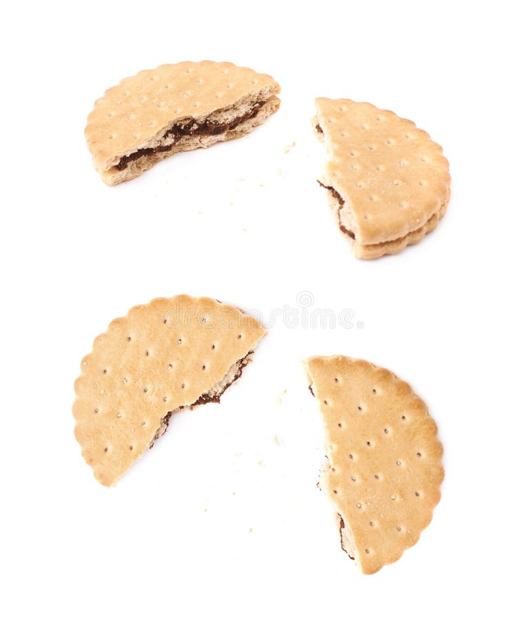 Broken into Pieces Cookie Isolated Over the White Background Stock ...
