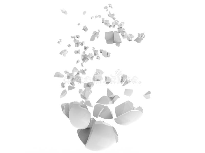 Broken Pieces Flying in the Air - White Porcelain Stock Illustration ...