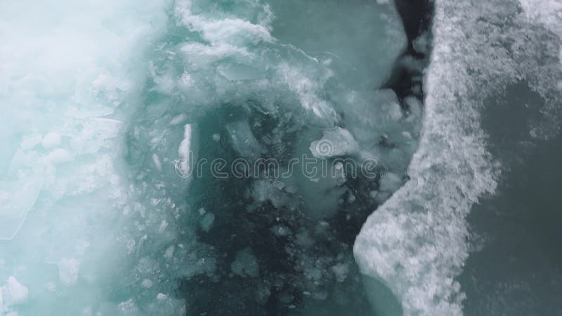 Broken Pieces of Ice Floating in Cold Arctic Sea, Close Up Top Down ...