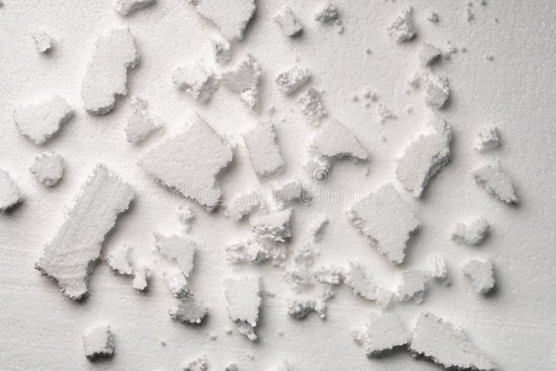 Broken Pieces of White Styrofoam on the Sheet of White Styrofoam Stock ...