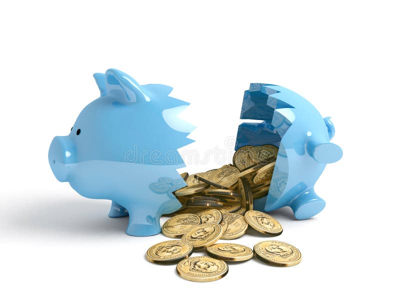 Broken piggy bank stock illustration. Illustration of financial - 38696838
